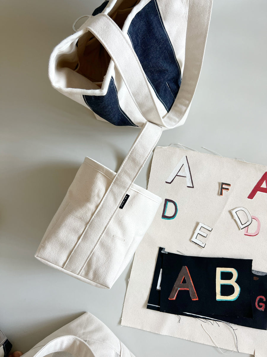 HANDPAINTED MONOGRAM on natural canvas tote – SHIN + NA